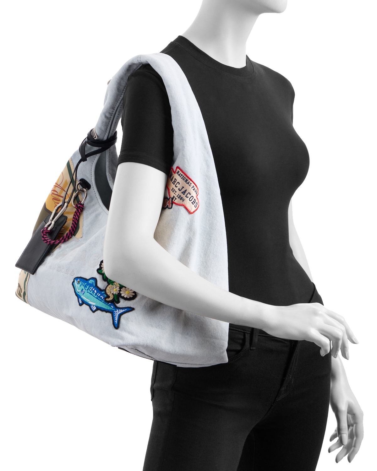 MARC JACOBS Marc Jacobs The Sack Patchwork Denim Shoulder Bag